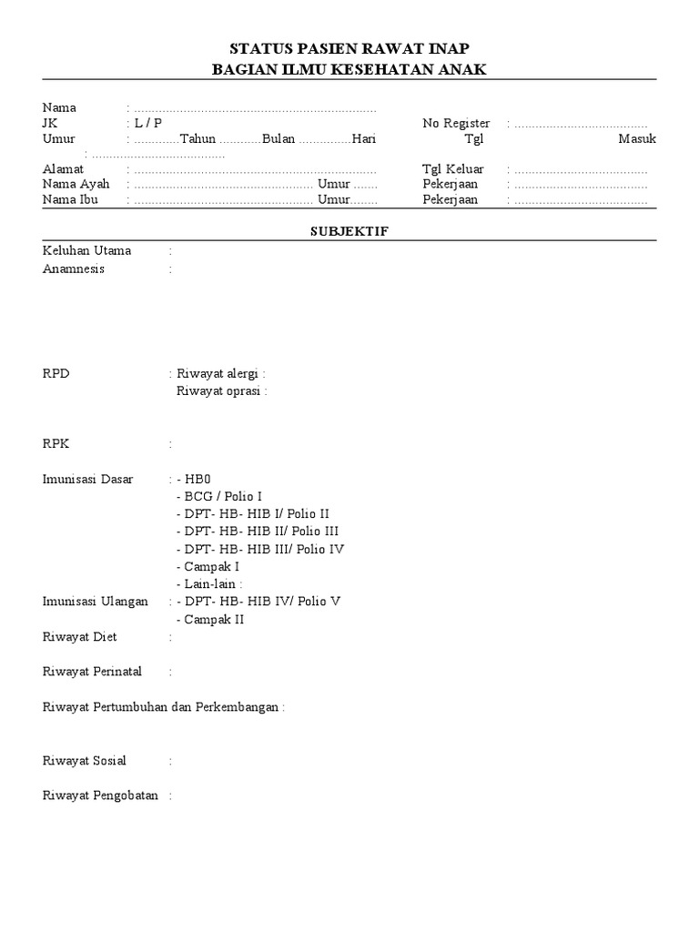 Status Pasien Rawat Inap | PDF
