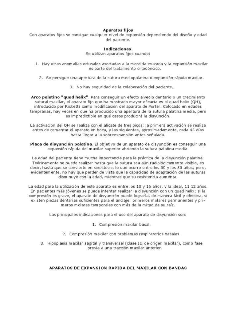 Tipos de Expansores Fijos en Ortodoncia | PDF | Ortodoncia | Diente