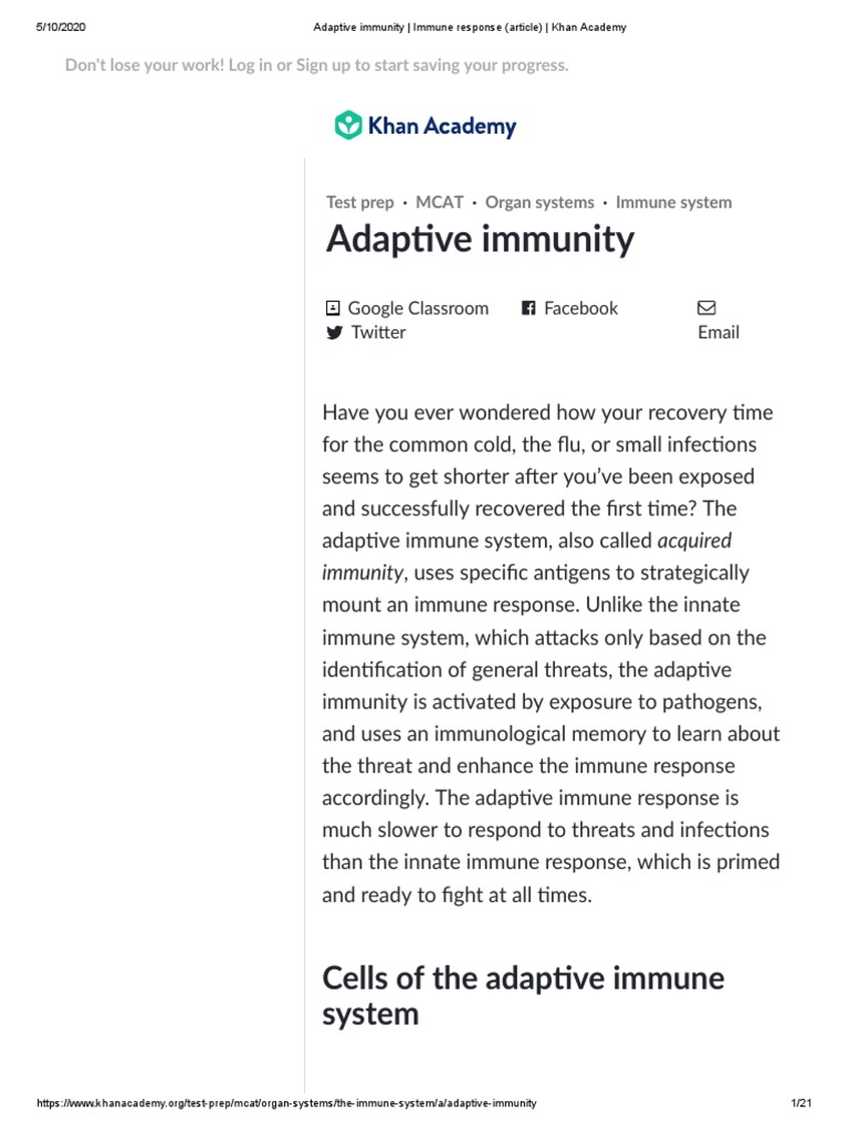 Adaptive Immunity - Immune Response | PDF | T Cell | Immune System