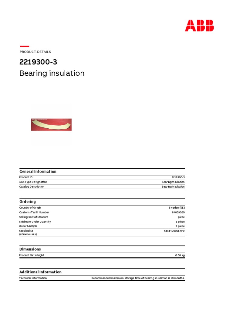 Bearing Insulation: Product-Details | PDF