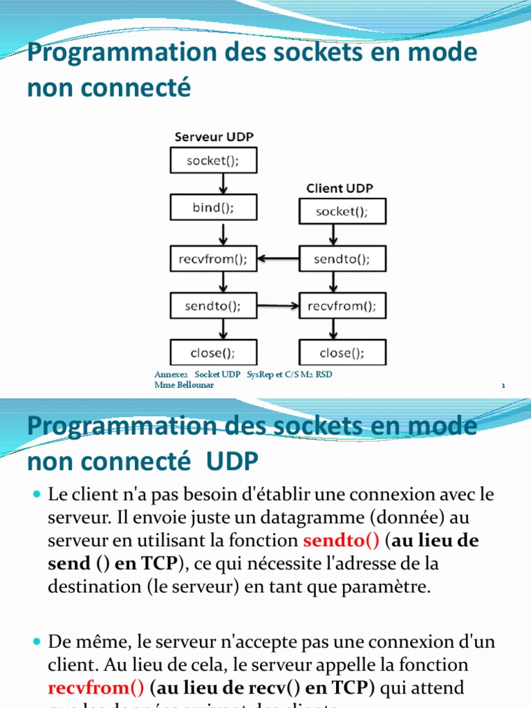 Programmation des Sockets UDP | PDF | Protocole de contrôle de ...