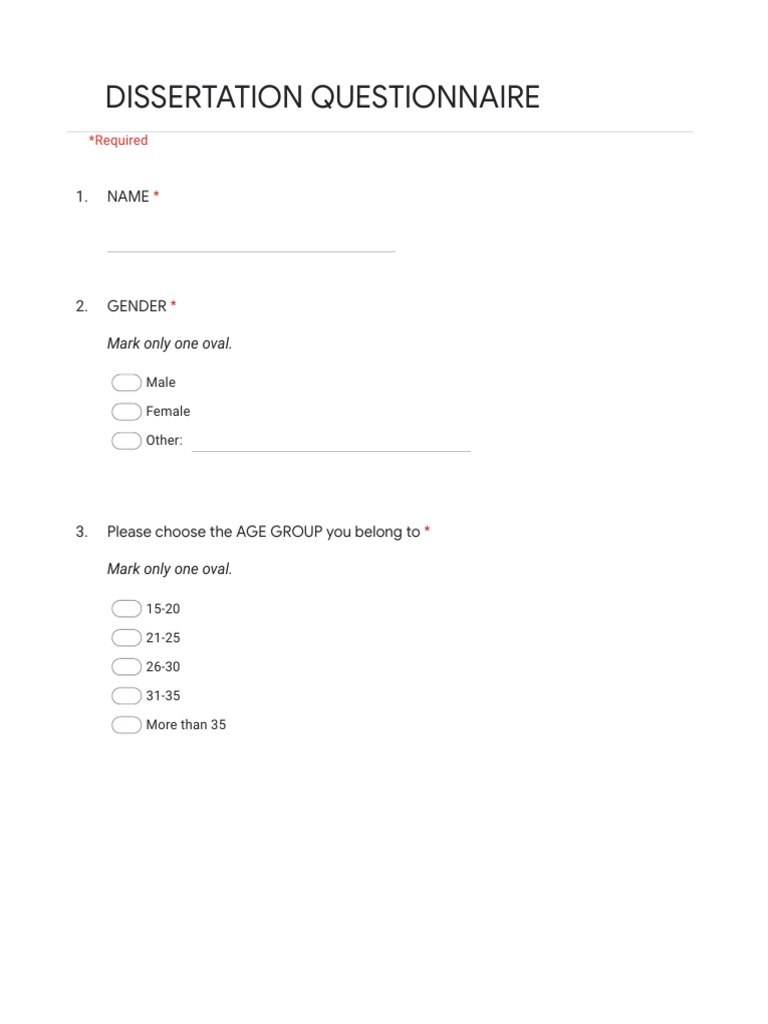 Dissertation Questionnaire | PDF | Skin Care