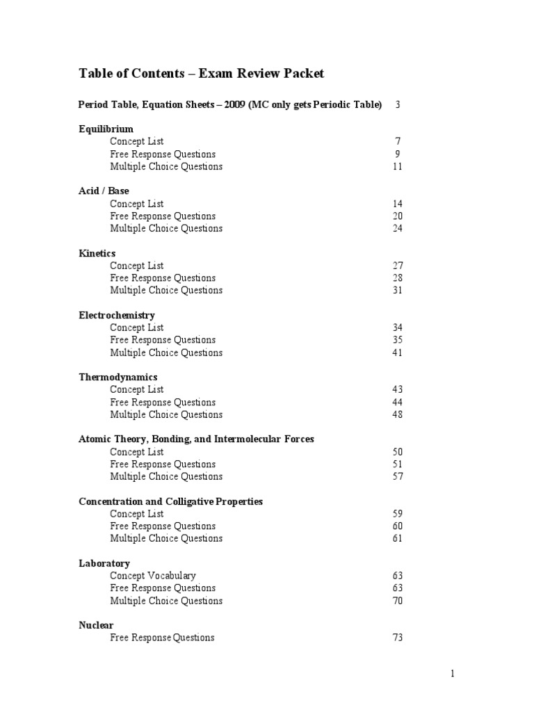 AP Chemistry Exam Review Packet | PDF | Reaction Rate | Chemical ...
