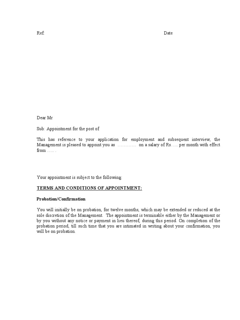 Appointment Letter Format | Know How | Employment