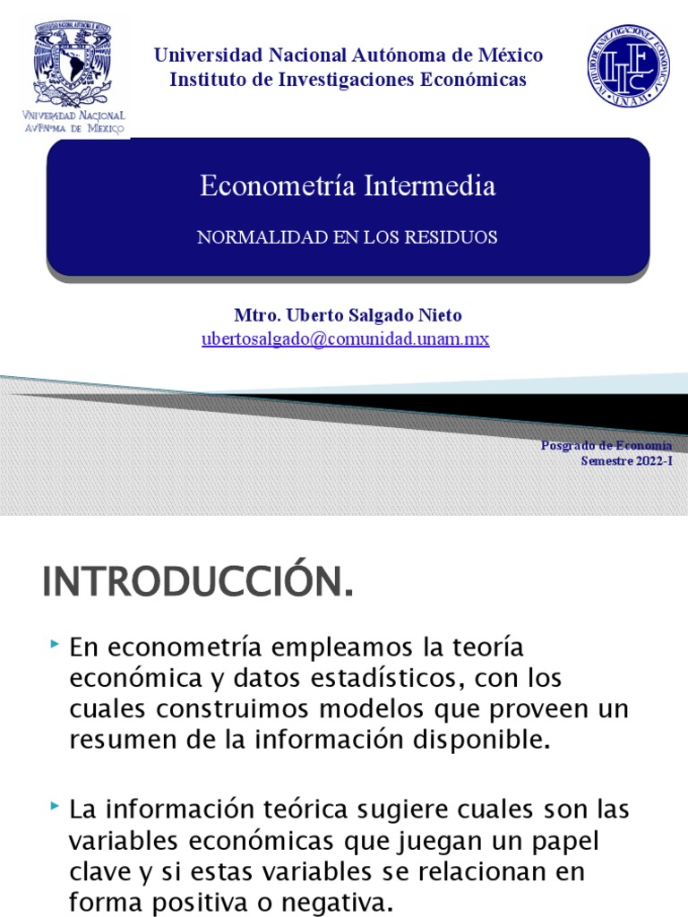 Normalidad 2 | PDF | Econometría | Mínimos cuadrados ordinarios