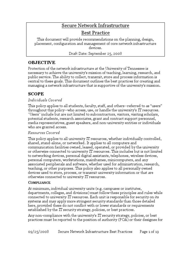 Secure Network Infrastructure Best Practices | PDF | Information Security | Firewall (Computing)