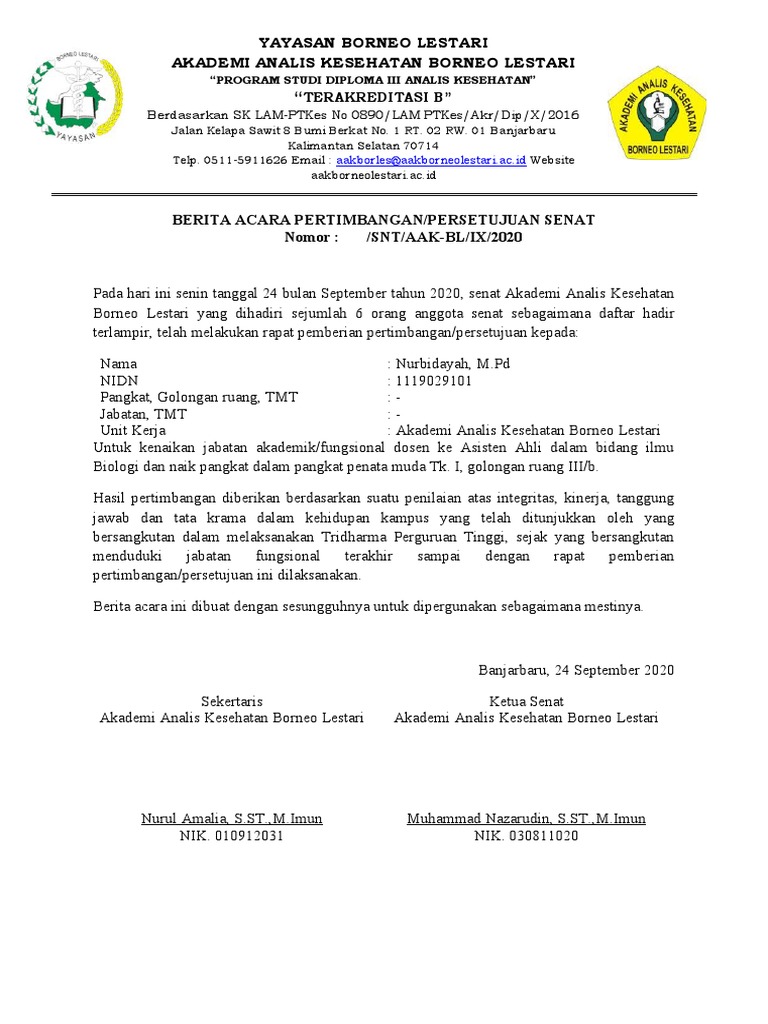 Surat Persetujuan Senat | PDF