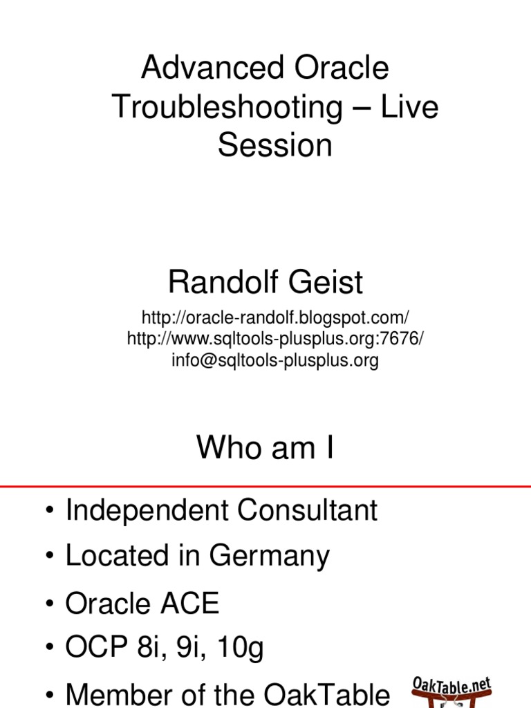 Advanced Oracle Troubleshooting Live Session Pdf Oracle Database Troubleshooting