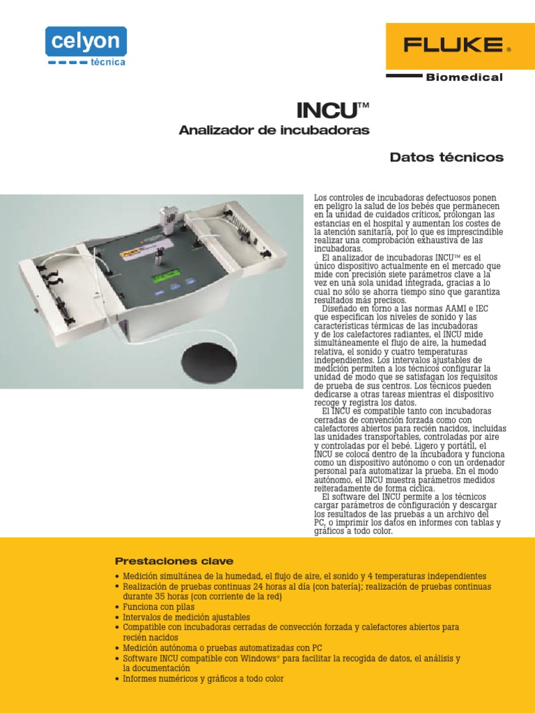 Incu Fluke Analizador Incubadora y Cuna Calor Radianter | PDF ...
