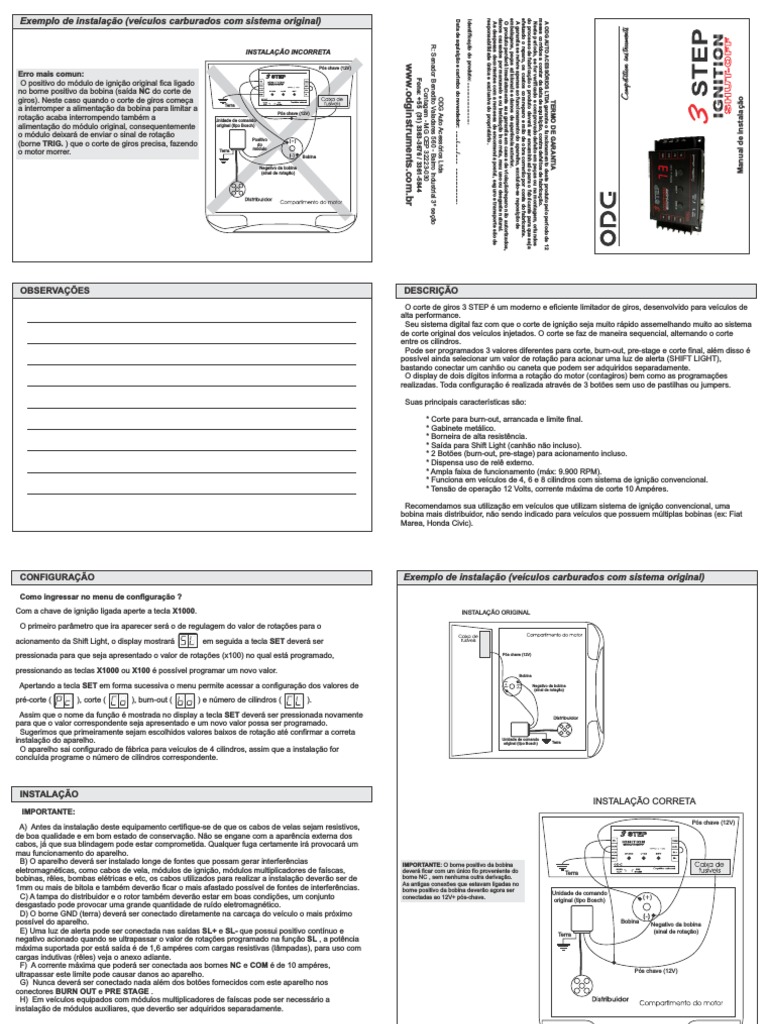 Manuel 3 Step ODG | PDF | Relé | Corrente elétrica