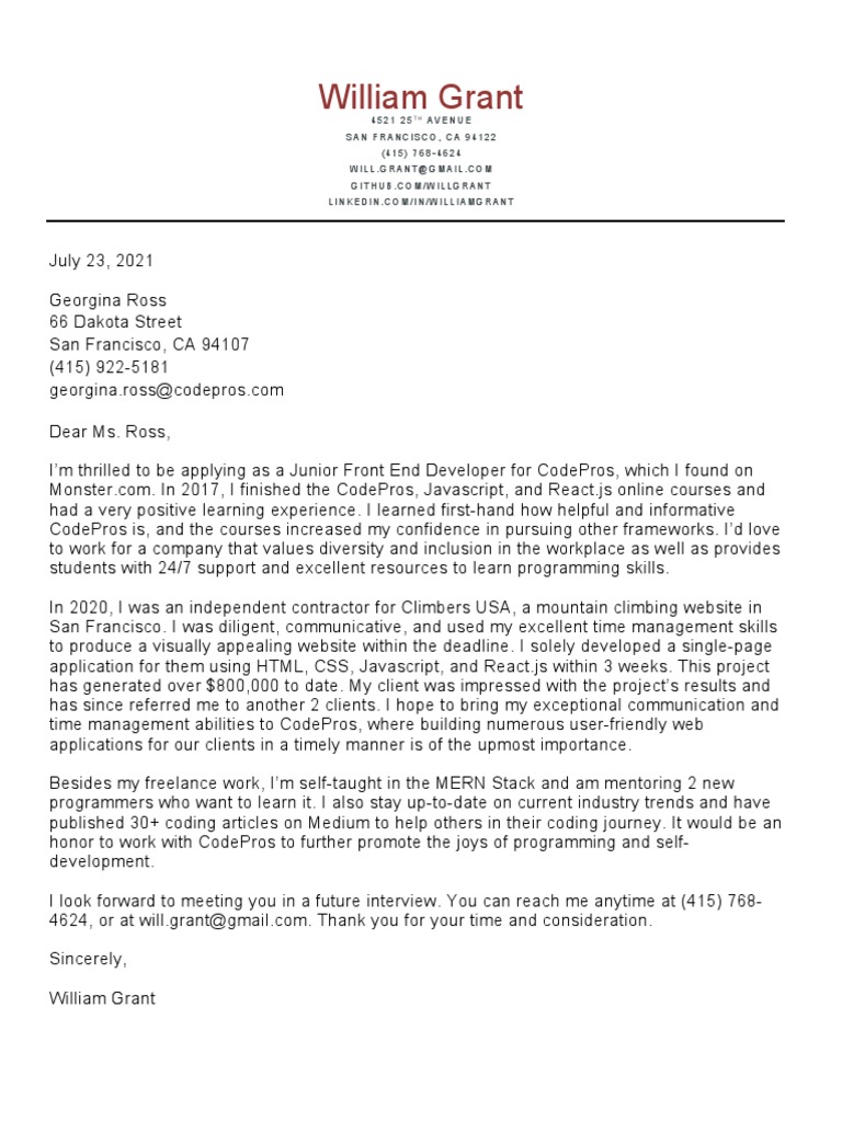 Letter of Application Example | PDF | Java Script | World Wide Web