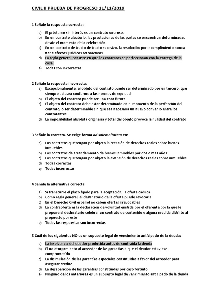 Civil Ii Prueba de Progreso 11.11 | PDF | Derecho privado | Ley común