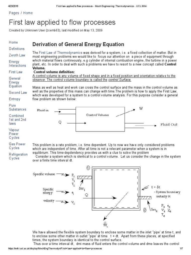 First Law Applied To Flow Processes - Mech Engineering - Thermodynamics ...