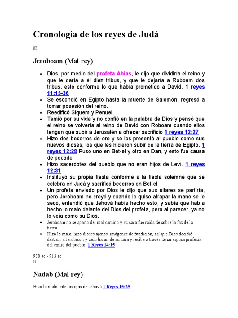 Cronología de Los Reyes de Judá | PDF | Libros de reyes | Elijah