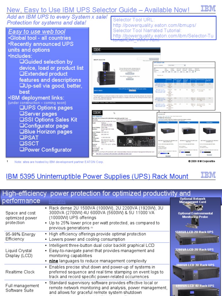 New, Easy To Use IBM UPS Selector Guide - Available Now! | PDF | Liquid ...