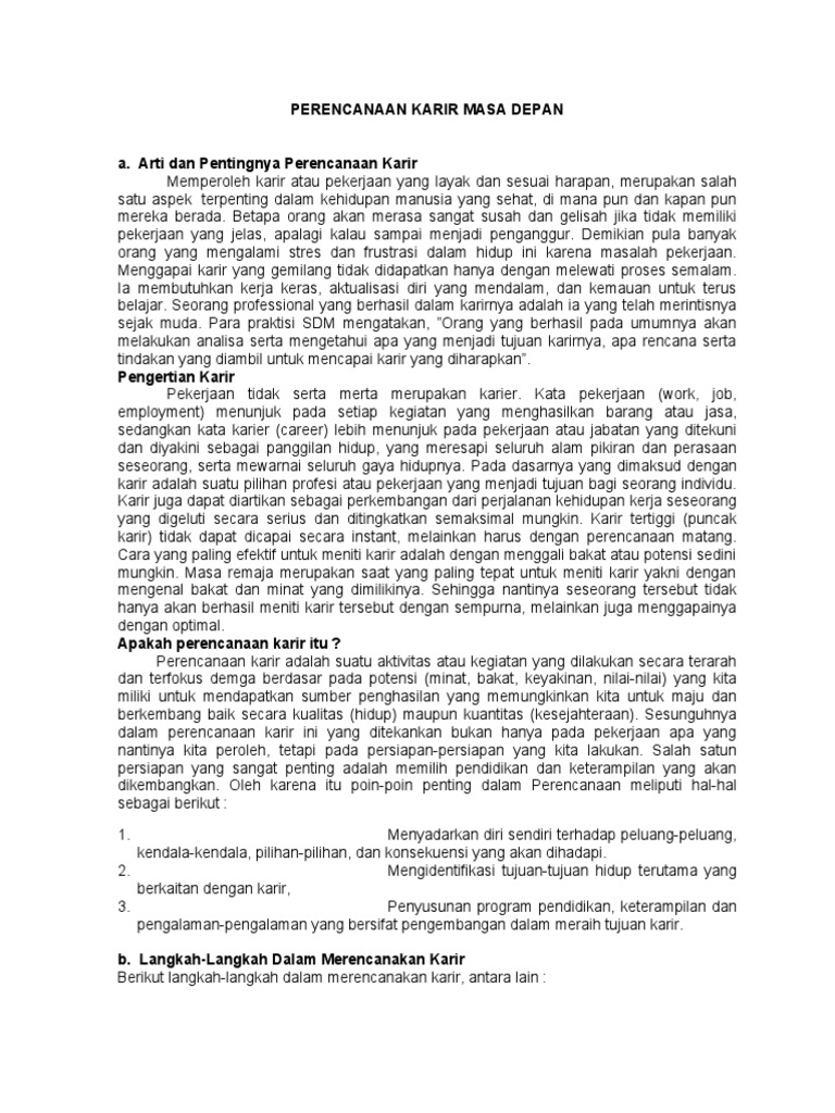Perencanaan Karir Masa Depan | PDF | Karier & Perkembangan