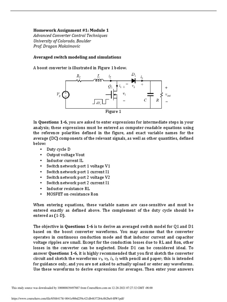 Advanced Converter Control Techniques University of Colorado, Boulder Prof. Dragan Maksimovic ...
