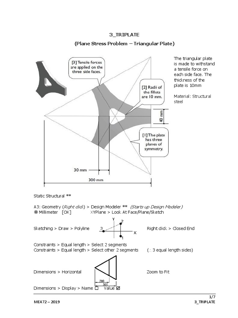 Static Structural Analysis of a Triangular Plate Under Uniform Tensile ...