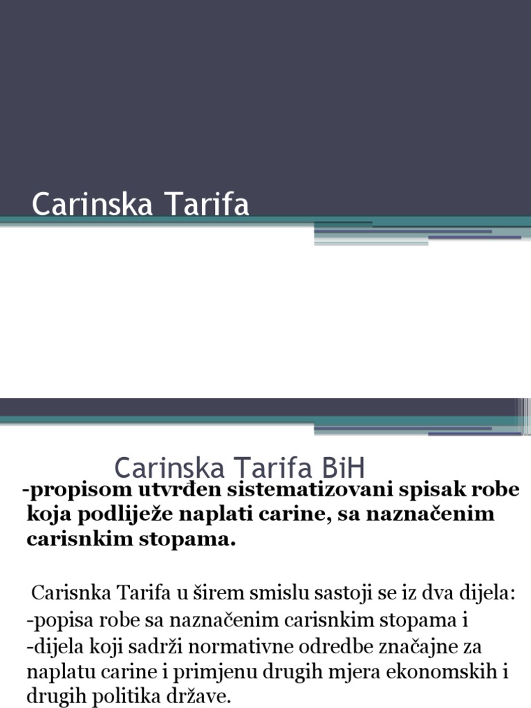 Carinska Tarifa | PDF