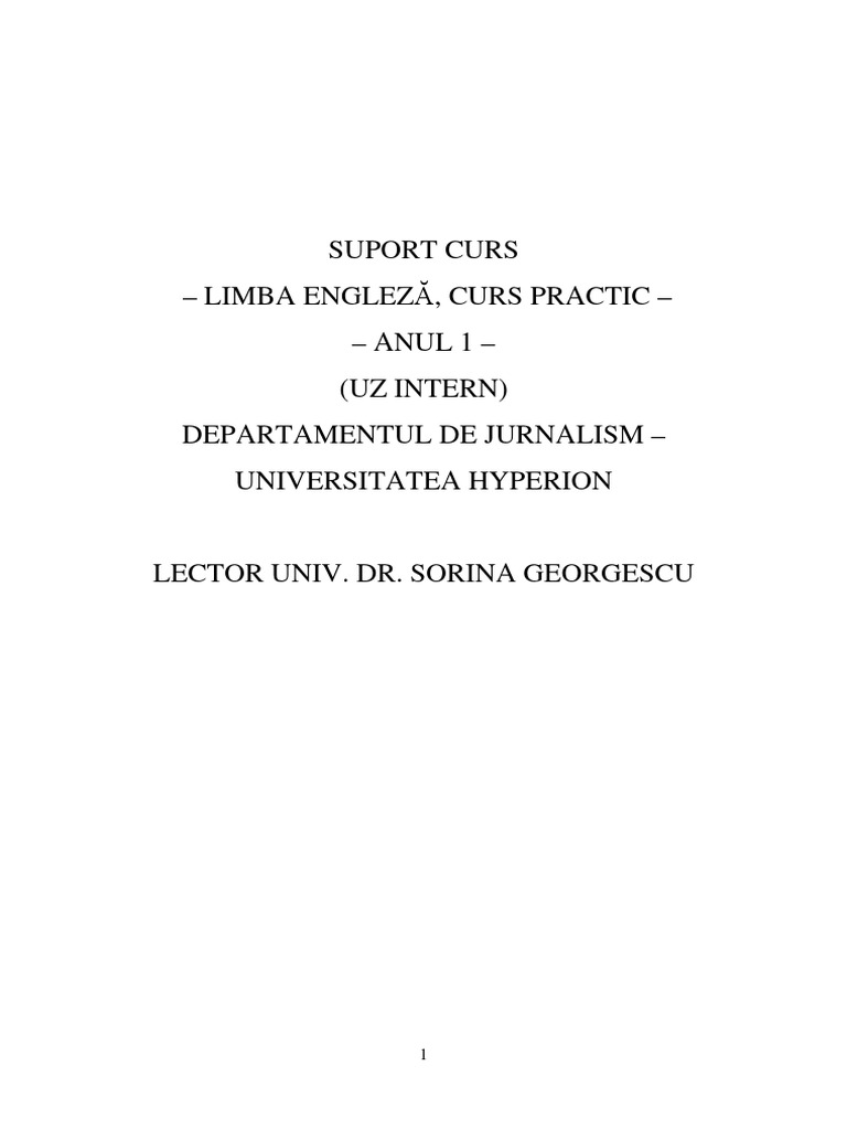 suport curs – limba engleză, curs practic – – anul 1 ( PDFDrive ) | PDF | Grammatical Tense ...
