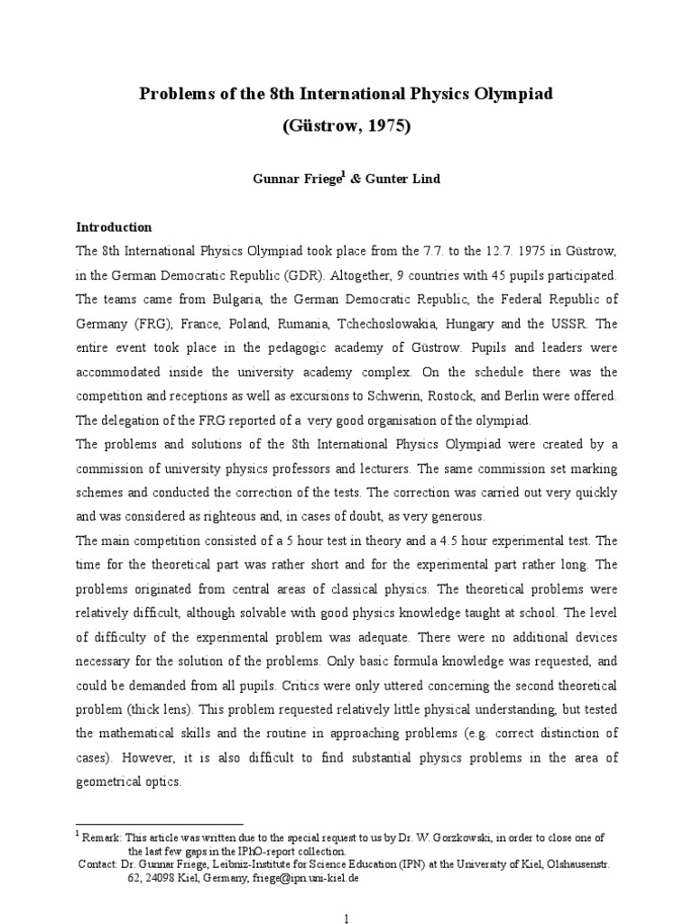 8th IPhO Problem and Solution | PDF | Lens (Optics) | Diode