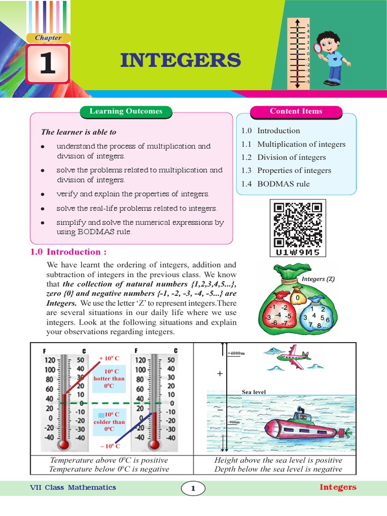 7th Class SEM1 Maths | PDF | Multiplication | Integer