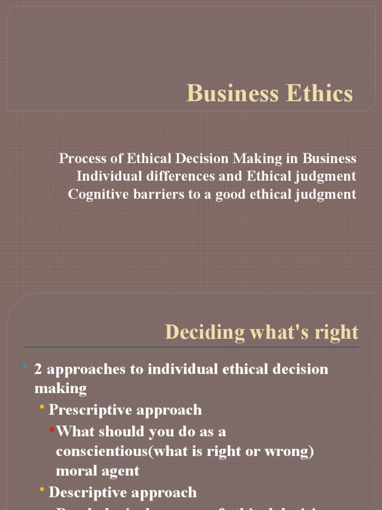 Business Ethics | PDF | Morality | Cognition