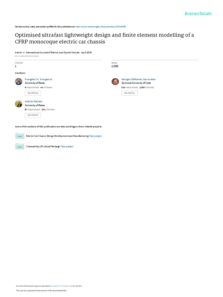 Optimised Ultrafast Lightweight Design and Finite Element Modelling of ...