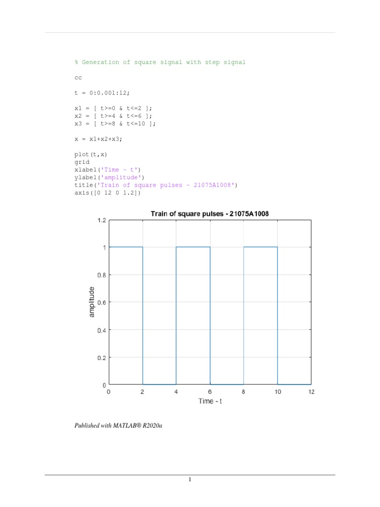 Square Pulses With Unitstep | PDF | Teaching Methods & Materials ...