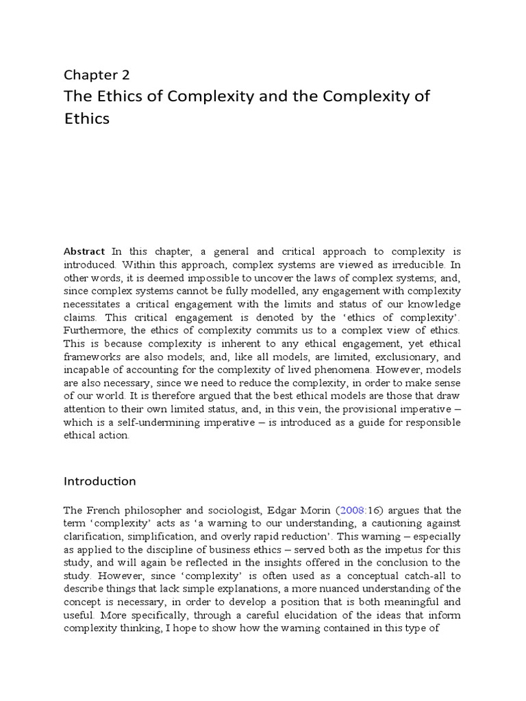 The Ethics of Complexity and The Complexity of Ethics | PDF | Reductionism | System