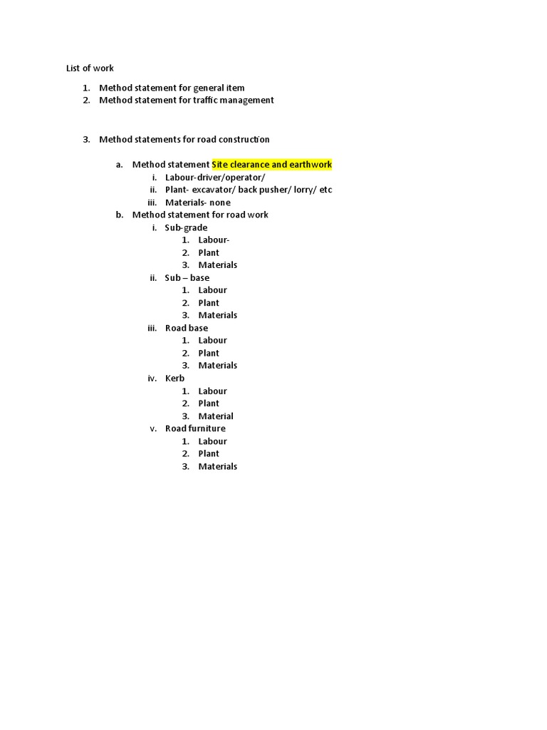 List of Work | PDF