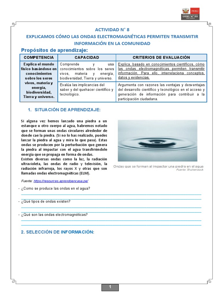 Ficha 1-Actividad 8 - Ondas Electromagnéticas-1°y2° | PDF | Radiación ...