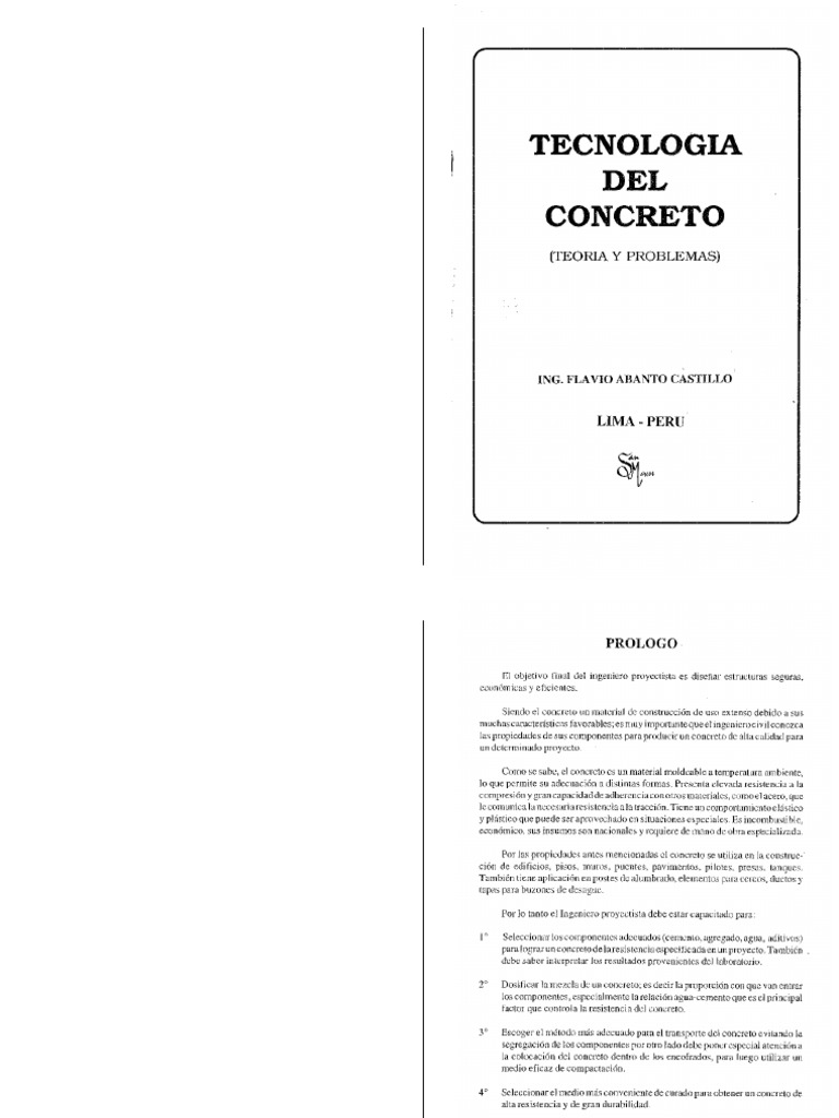 Tecnologia Del Concreto Teoria y Problemas Flavio Abanto Castillo | PDF Tecnologia Del Concreto Teoria y Problemas Flavio Abanto Castillo | PDF