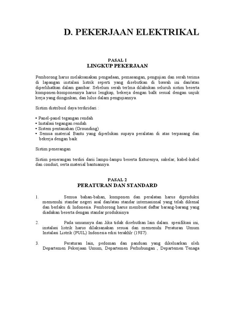 Bagian 6 Pekerjaan Elektrikal | PDF