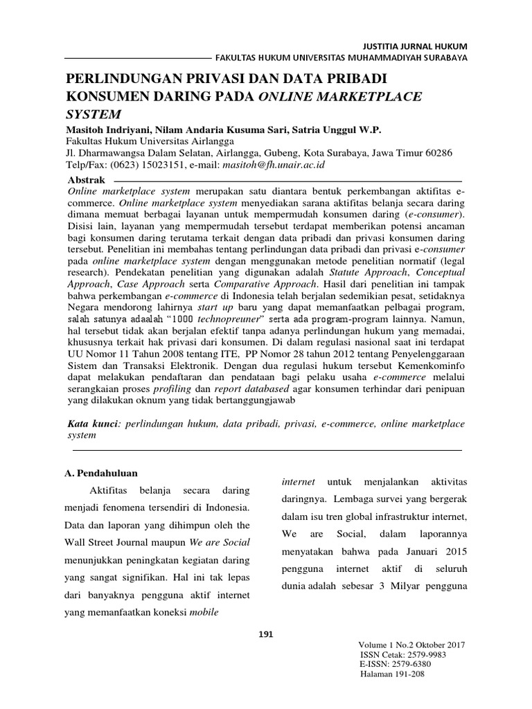 Perlindungan Privasi Dan Data Pribadi Konsumen Dar | PDF