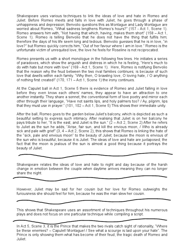 Comparing Love/Hate in Romeo and Julliet | PDF | Characters In Romeo ...