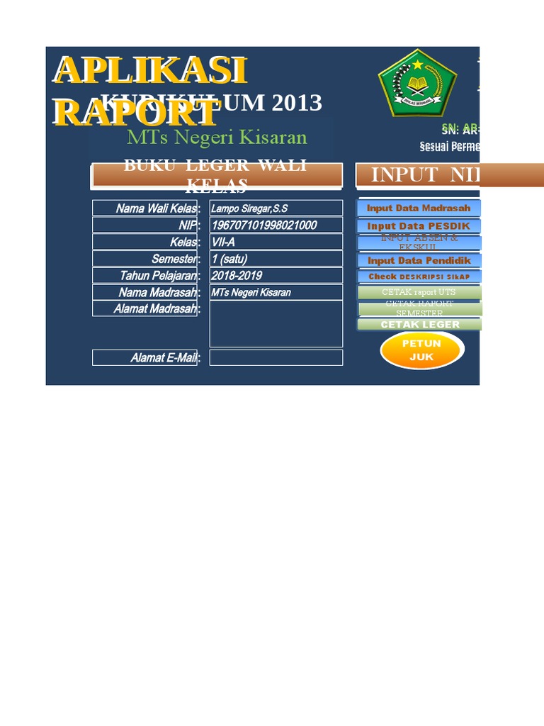 Aplikasi Raport Mts 2018-2019 | PDF