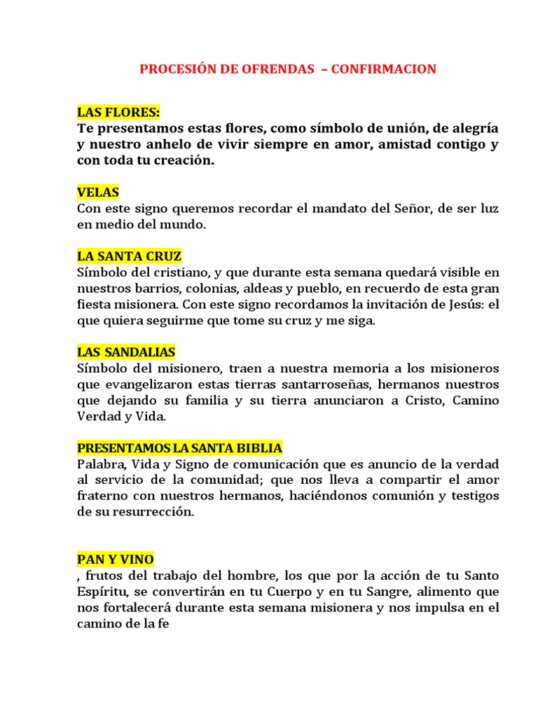 Procesión de Ofrendas | PDF | Misionero | Amor