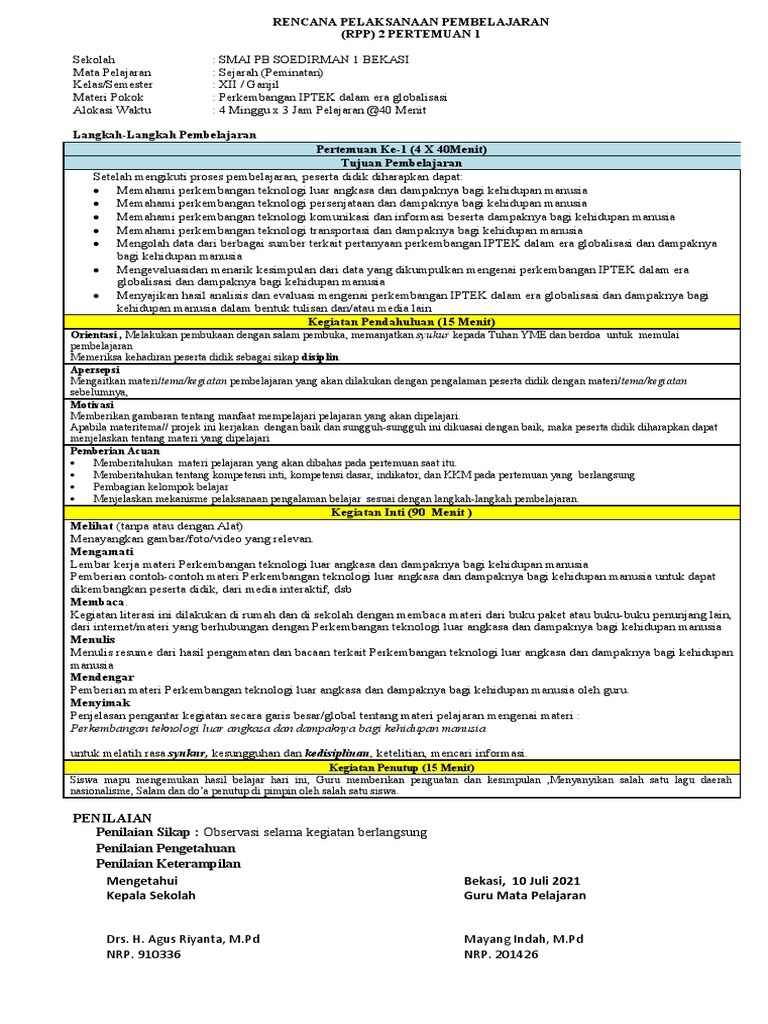 RPP 2 Xii Sej Minat | PDF | Seni