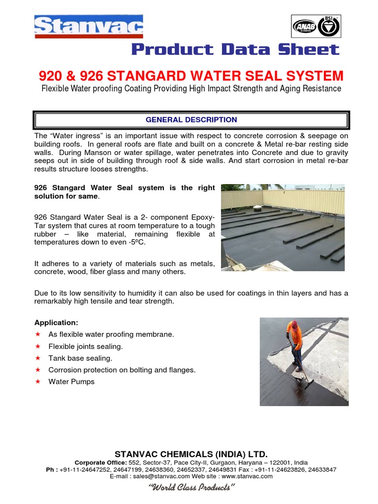 920 & 926 Stangard Water Seal System | PDF | Concrete | Corrosion