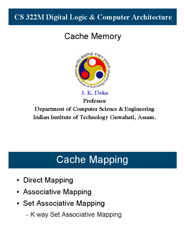 Cache Memory: CS 322M Digital Logic & Computer Architecture | PDF | Cache (Computing ...