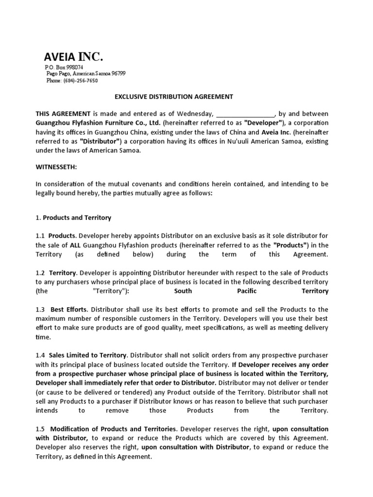 Sole Distributor Contract | PDF | Trademark | Crime & Violence