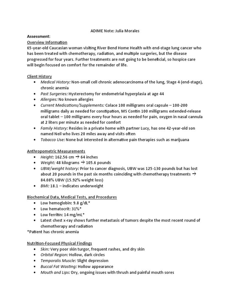 Cancer Adime Note | PDF | Dieting | Human Nutrition