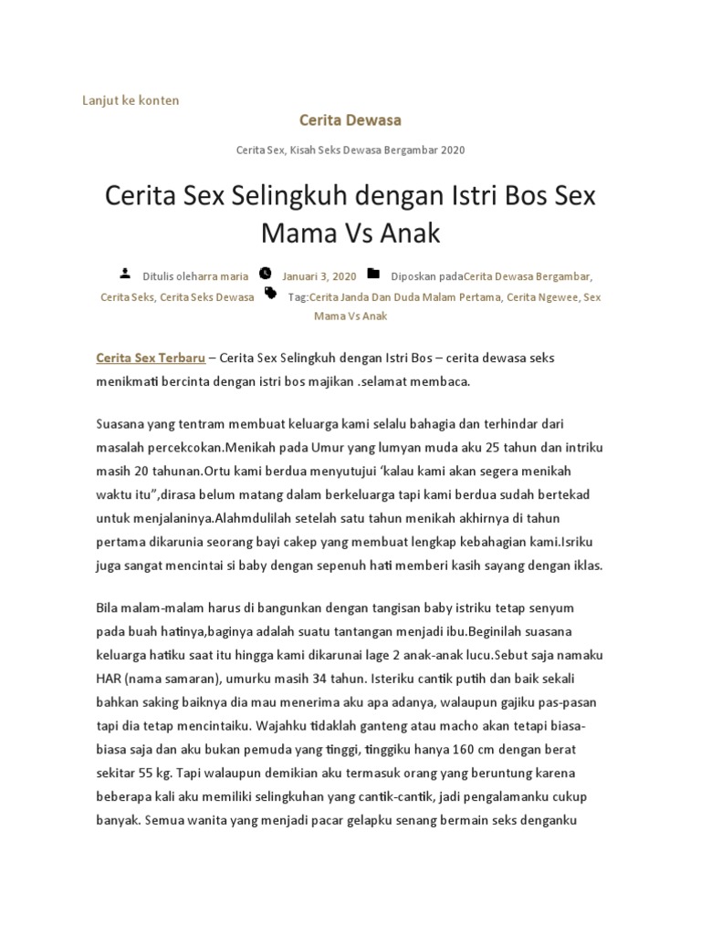 Cerita Sex Selingkuh Dengan Istri Bos Sex Mama Vs Anak - Cerita Dewasa | PDF
