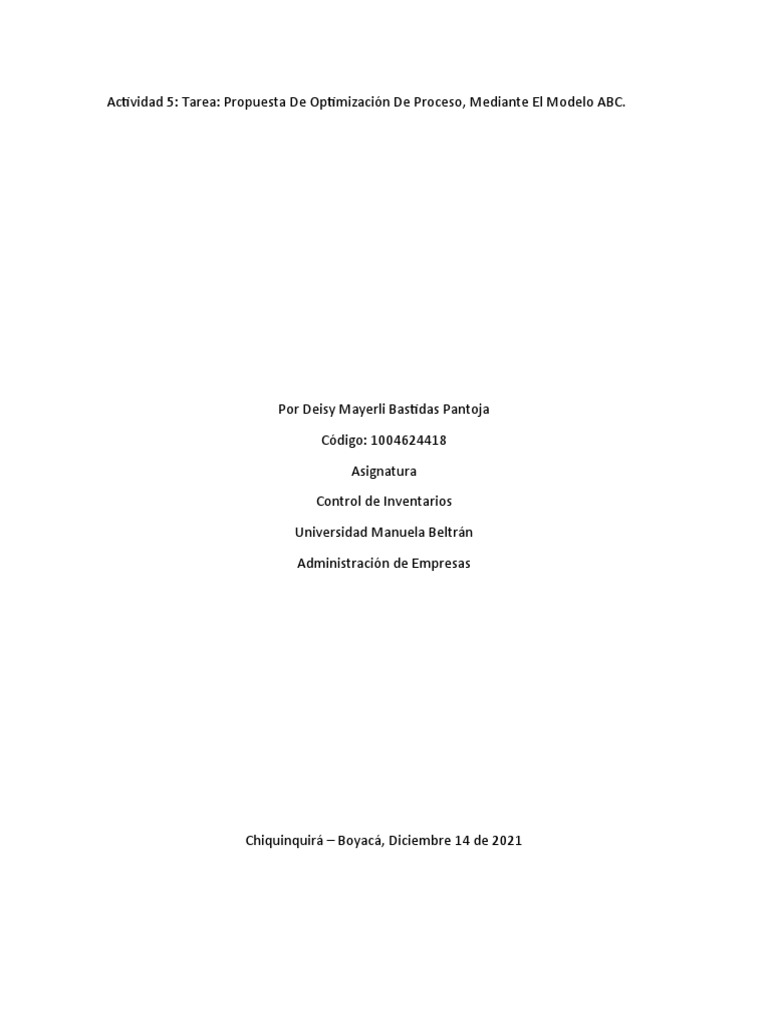 Actividad 5 Modelo ABC | PDF | Inventario | Economias