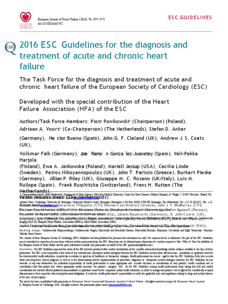 2016 Esc Guidelines For The Diagnosis and Treatment of Acute and 2016 ...