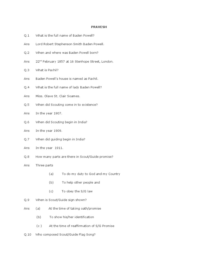 Question Bank For Guides | PDF | Scouting | Map