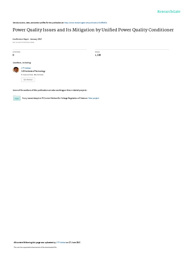 Power Quality Issues and Its Mitigation by Unified Power Quality ...