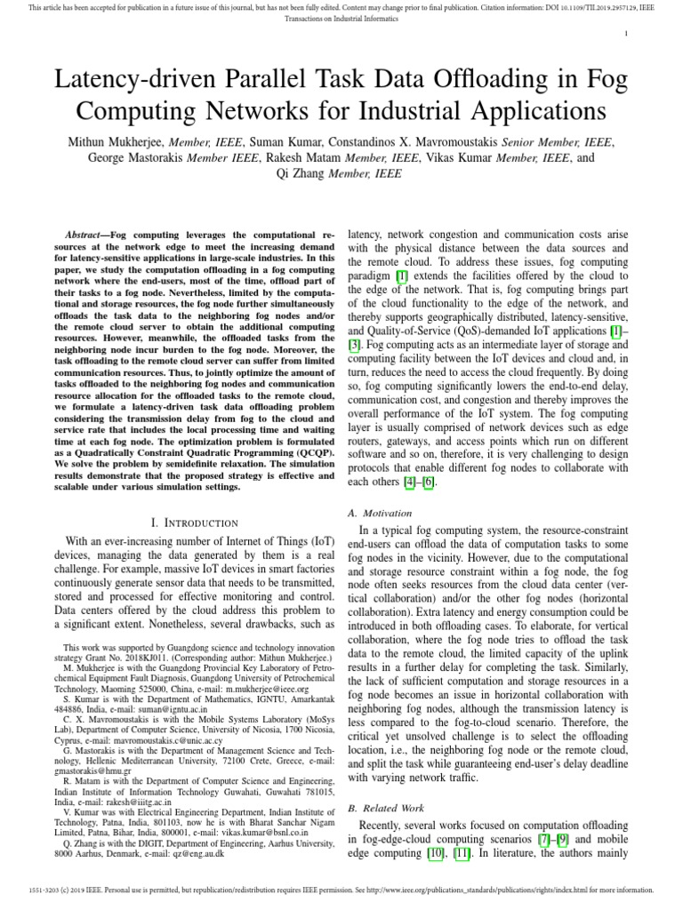 Latency-Driven Parallel Task Data Offloading in Fog Computing Networks For Industrial ...
