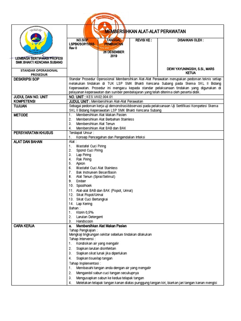 Sop Membersihkan Alat-Alat Perawatan | PDF